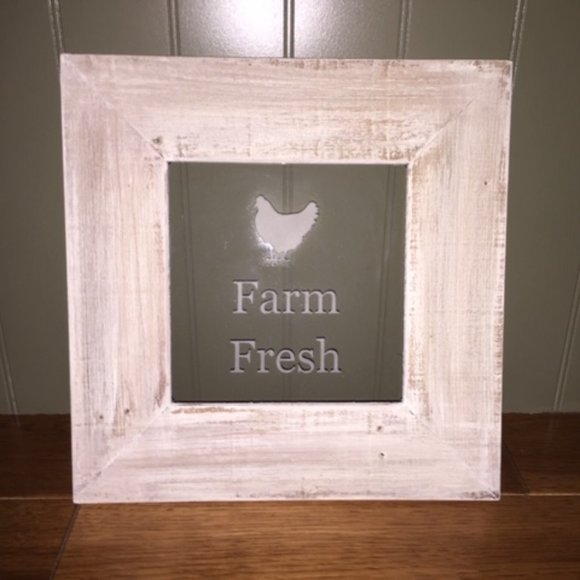 Art | Farm Fresh Chicken Handmade Glass Wood Sign | Poshmark